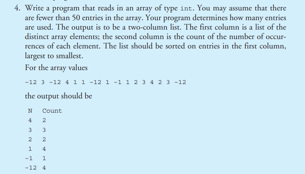 Solved 4. Write a program that reads in an array of type | Chegg.com