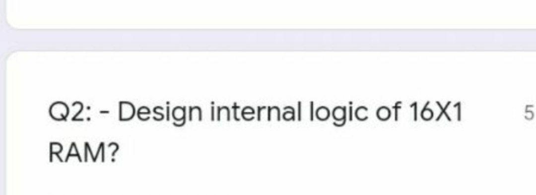 Solved 5 Q2: - Design internal logic of 16X1 RAM? | Chegg.com