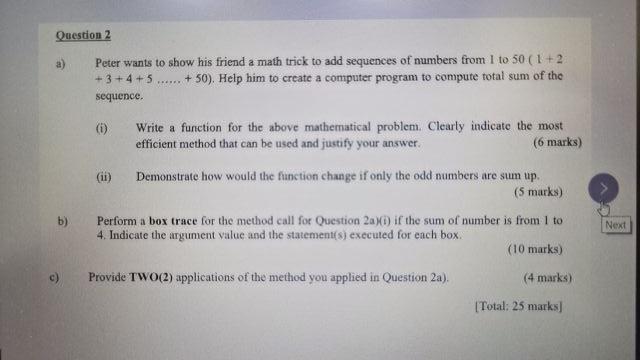 Solved Question 2 Peter wants to show his friend a math | Chegg.com