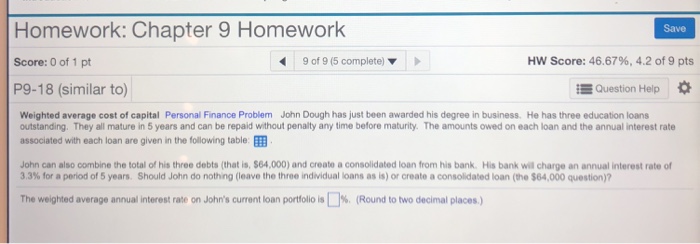 Solved Homework Chapter 9 Homework Score 0 Of 1 Pt P9 18
