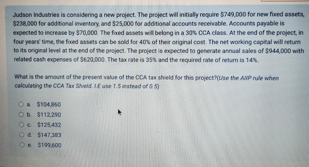 Solved Judson Industries is considering a new project. The | Chegg.com
