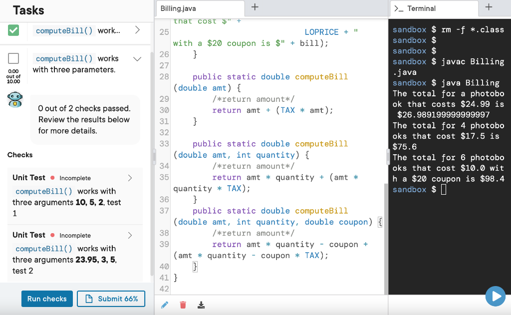 Solved public class Billing { final static double TAX = | Chegg.com Solved public class Billing { final static double TAX = | Chegg.com