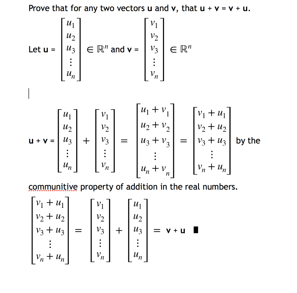 Solved Choose 3 of the Algebraic Properties of Vectors and | Chegg.com