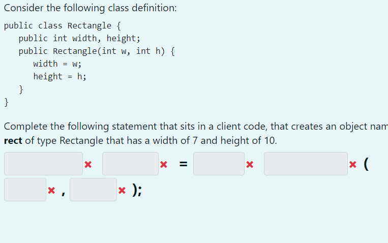 Solved Consider the following class definition: public class | Chegg.com