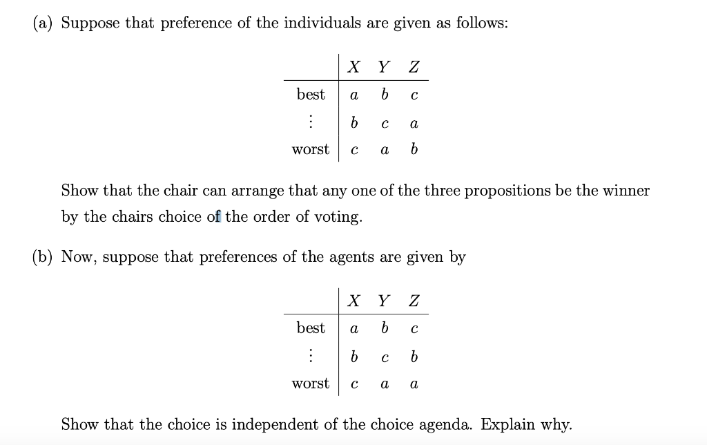 Solved Consider majority voting over pairwise alternatives | Chegg.com