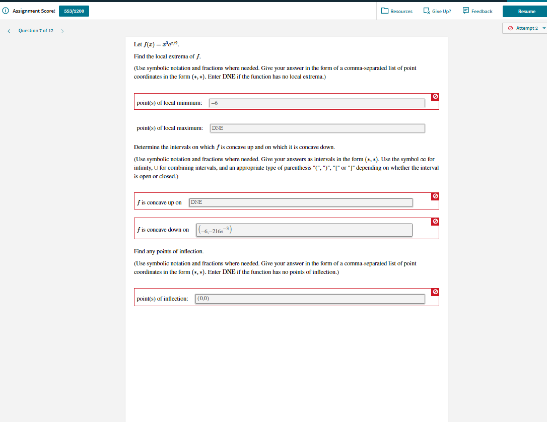Solved Assignment Score: 553/1200 Resources Give Up? | Chegg.com