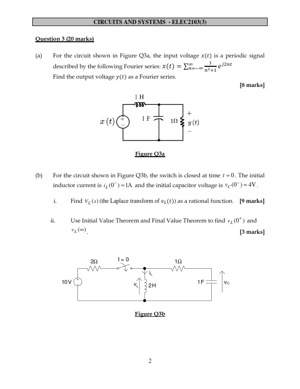 Solved (a) For the circuit shown in Figure Q3a, the input | Chegg.com