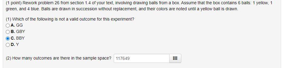 Solved (1 point) Rework problem 26 from section 1.4 of your | Chegg.com