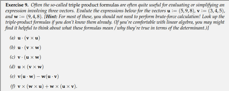 Solved Exercise 9. Often the so-called triple product | Chegg.com