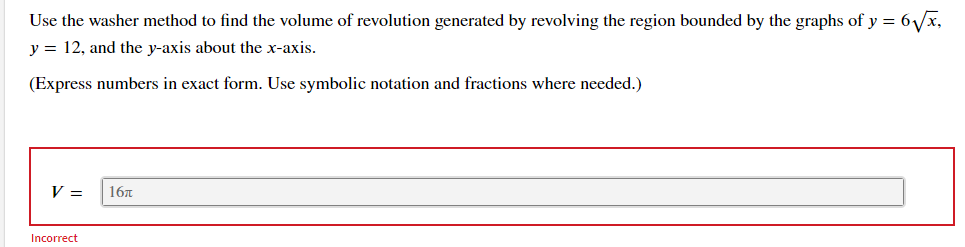 Solved Use the washer method to find the volume of | Chegg.com