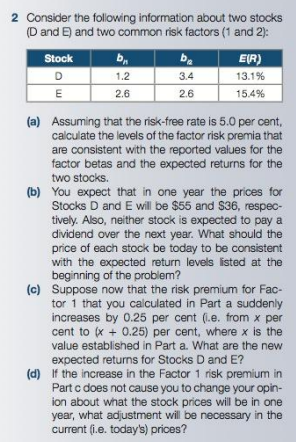 2 Consider the following information about two stocks | Chegg.com