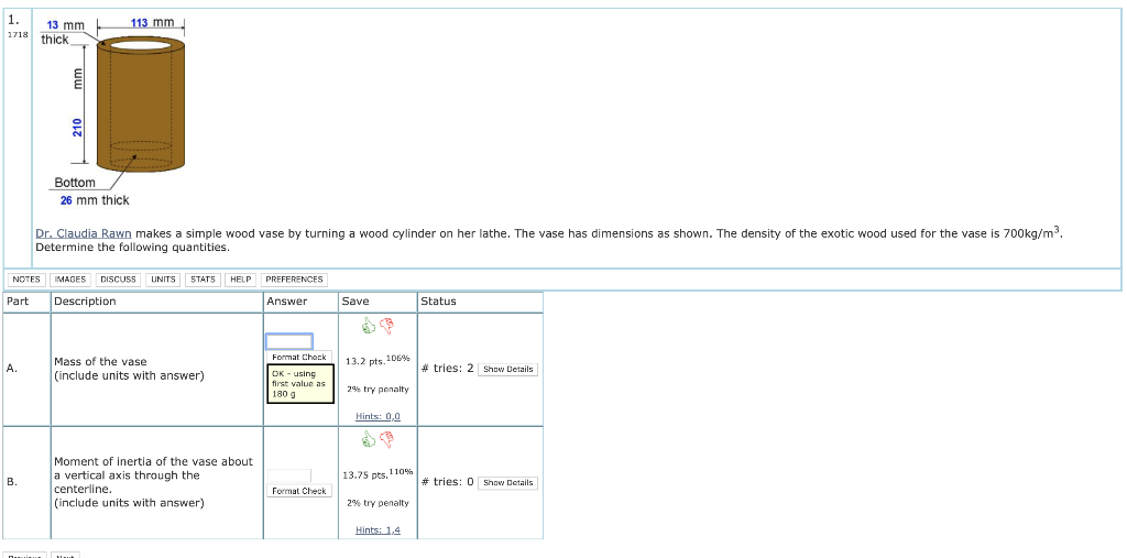 Solved 1. 13 mm 113 mm 1718 thick mm Bottom 26 mm thick Dr. | Chegg.com