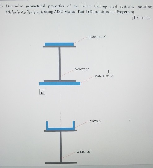 Solved 1- Determine geometrical properties of the below | Chegg.com