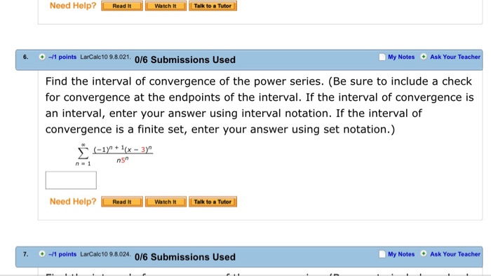 Solved Need Help? Talk to a Tutor 6. -1 points LarCalc 10 | Chegg.com Solved Need Help? Talk to a Tutor 6. -1 points LarCalc 10 | Chegg.com