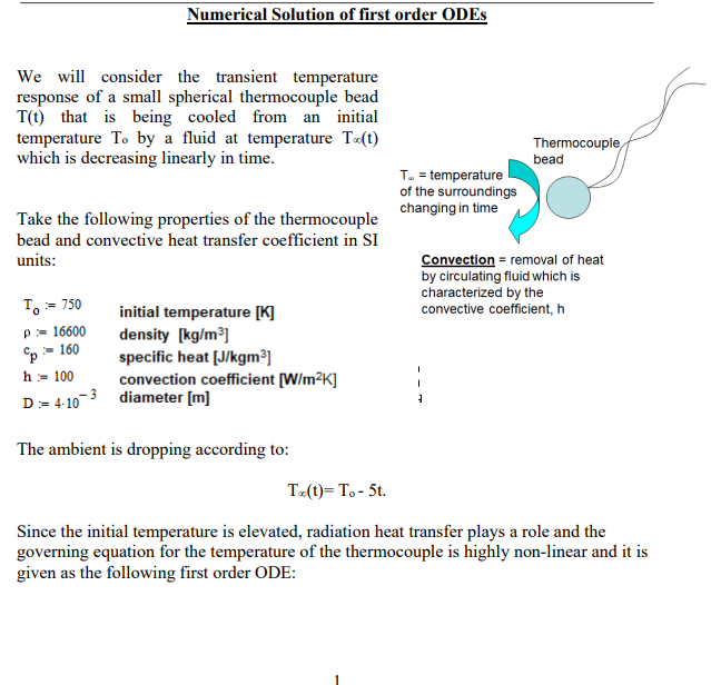 Solved Numerical Solution of first order ODES We will | Chegg.com
