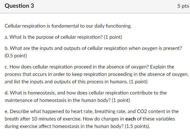 Solved Cellular respiration is fundamental to our daily | Chegg.com
