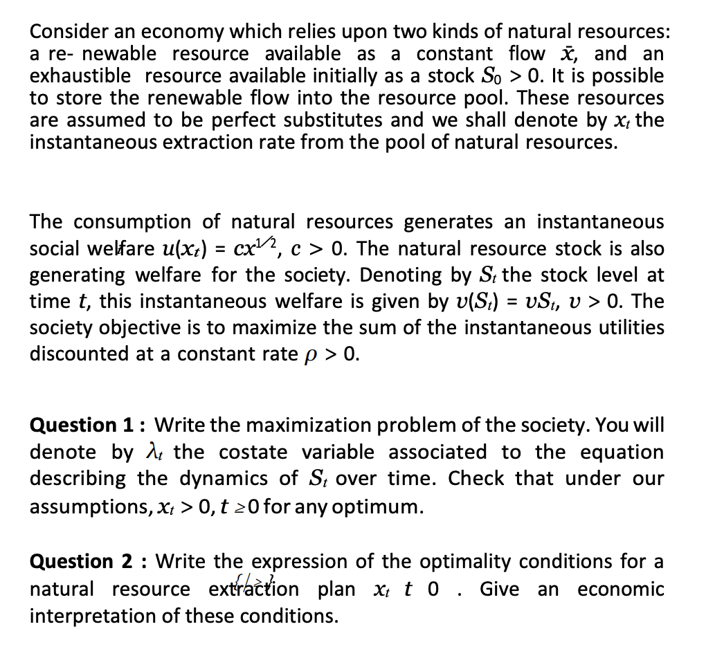 NATURAL RESOURCES AND ENVIRONMENT ECONOMICS Answer | Chegg.com