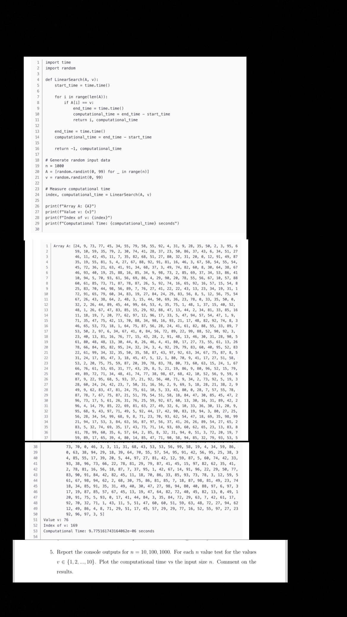 Solved Import Time Import Random Def Linearsearch A V 6160