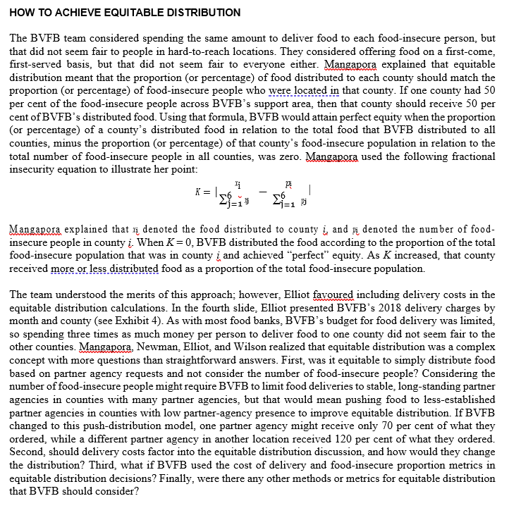 BRAZOS VALLEY FOOD BANK: IS EQUITABLE DISTRIBUTION | Chegg.com