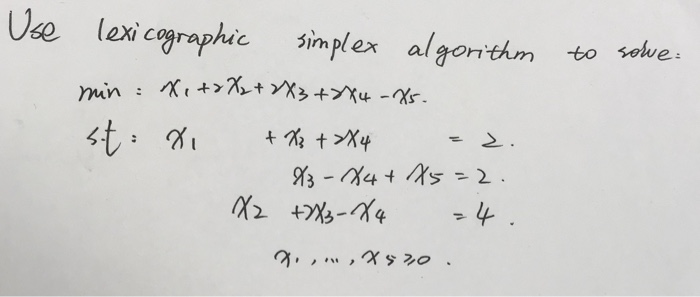 Solved Jee lexicographic simplex algorithm to se e im plex | Chegg.com