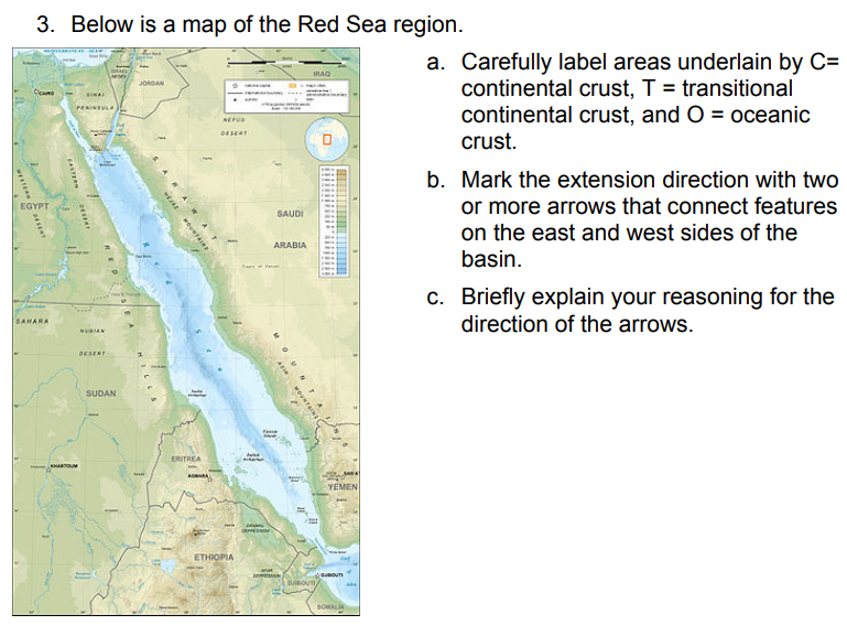 Solved IRAD 3. Below is a map of the Red Sea region. a. | Chegg.com