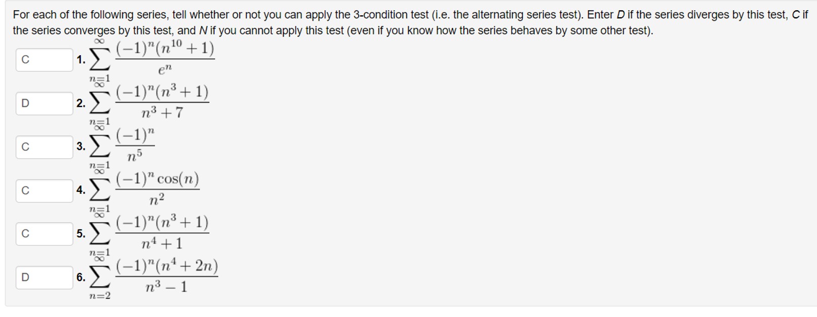 Solved For each of the following series, tell whether or not | Chegg.com