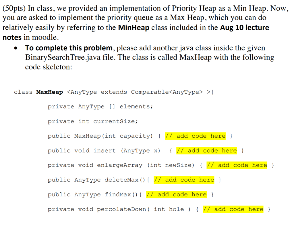 Solved (50pts) In class, we provided an implementation of | Chegg.com
