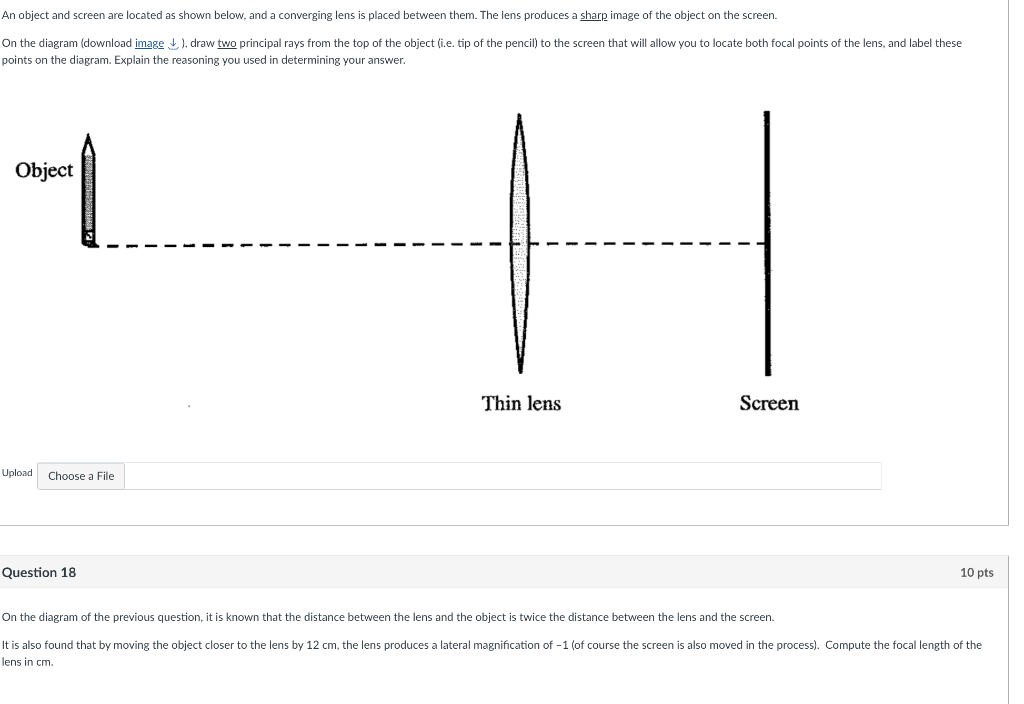 Solved An object and screen are located as shown below, and | Chegg.com