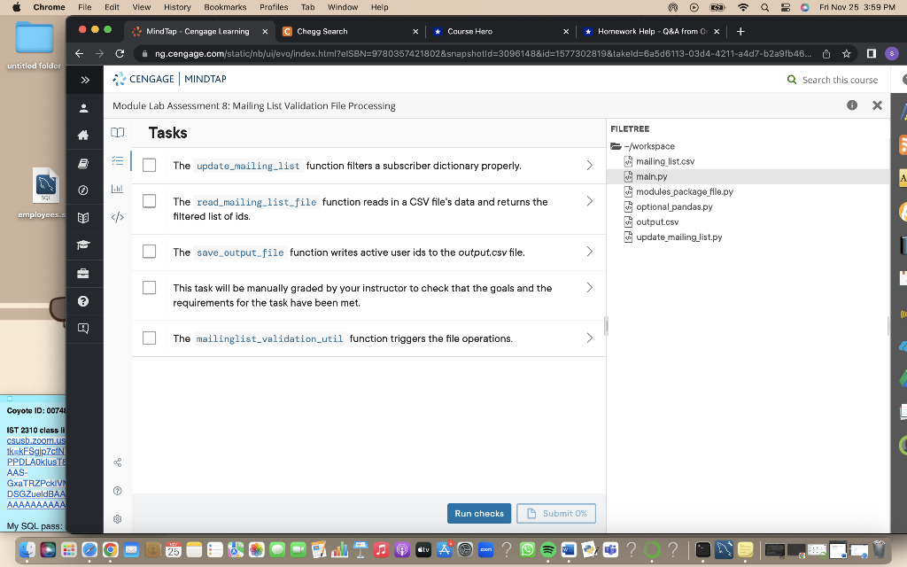 Solved Overview FILETREE E− workspace mailing_listcosv | Chegg.com