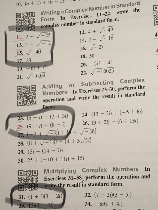 Solved 10. (a 2) +(b -3)4 Writing a Complex Number in | Chegg.com