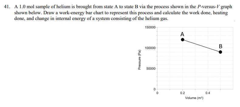 Solved 41. A 1.0 mol sample of helium is brought from state | Chegg.com