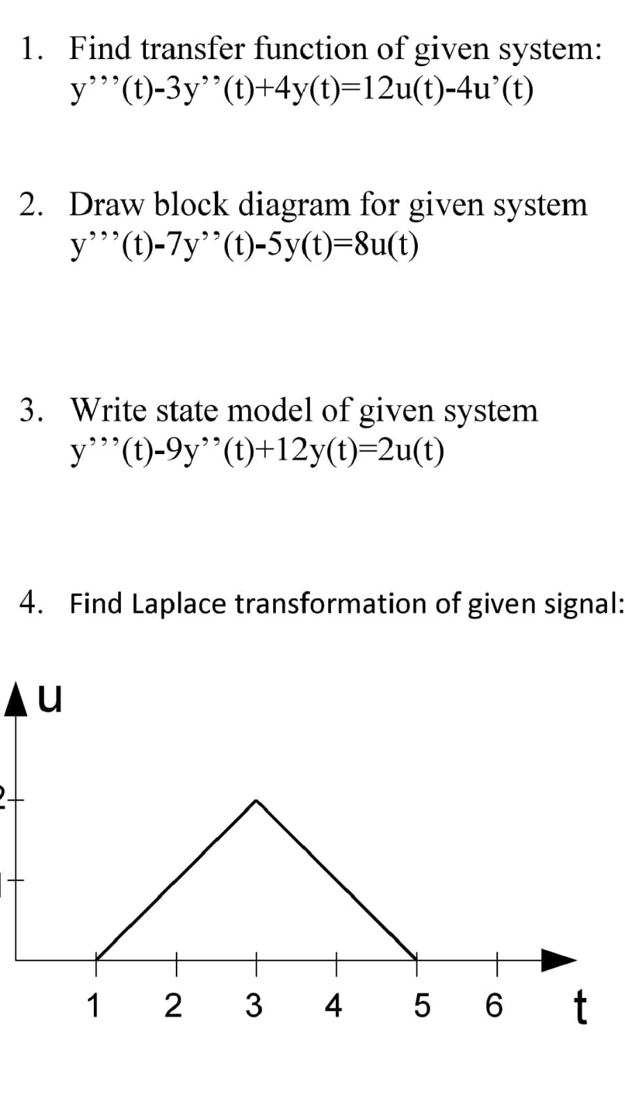 Solved 1. Find transfer function of given system: | Chegg.com