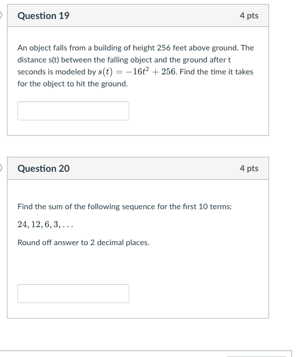 Solved Question 19 4 pts An object falls from a building of | Chegg.com