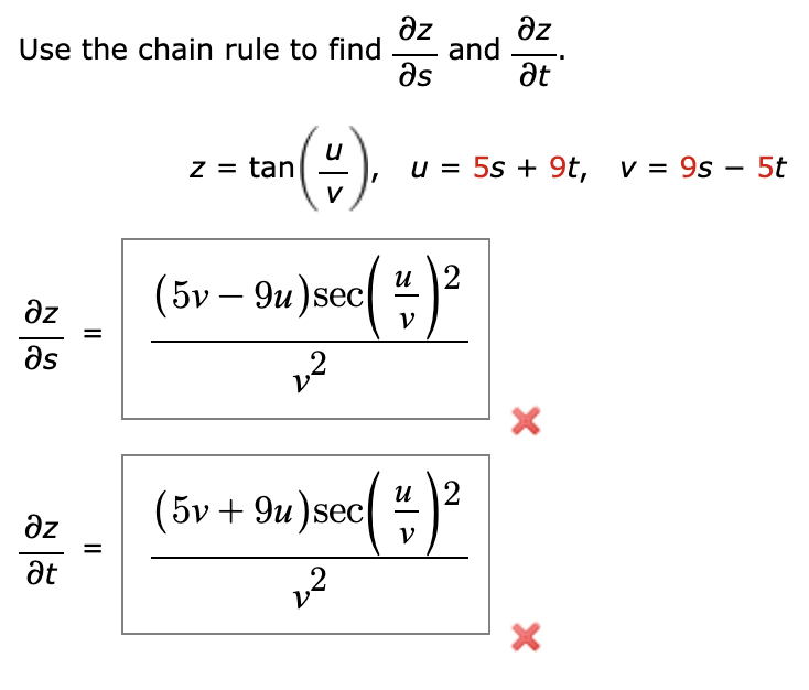 Solved Use the chain rule to find ∂s∂z and ∂t∂z. | Chegg.com
