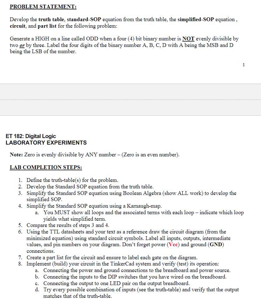 Solved PROBLEM STATEMENT: Develop the truth table, | Chegg.com