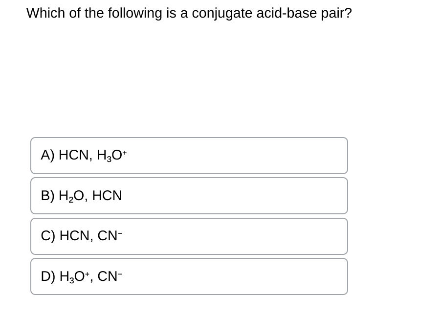 Solved Which of the following is a conjugate acid-base | Chegg.com