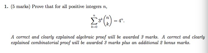 Solved 1. (5 marks) Prove that for all positive integers n, | Chegg.com