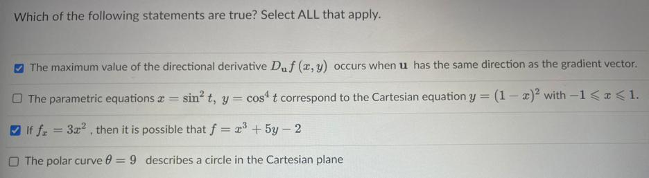 Solved Which of the following statements are true? Select | Chegg.com