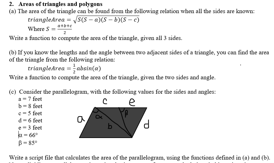 Solved 2. Areas of triangles and polygons (a) The area of | Chegg.com