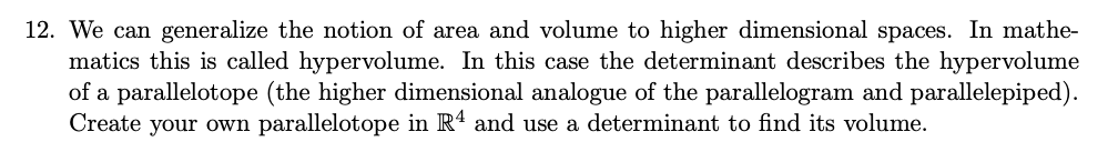 Solved 12. We can generalize the notion of area and volume | Chegg.com