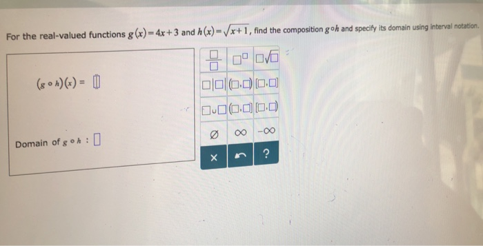 Solved I valued functions g(x)-4x + 3 and h x = r+ 1 find | Chegg.com