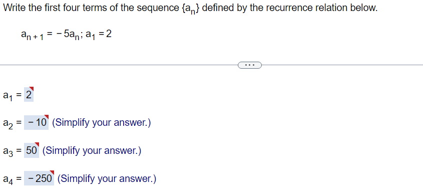Solved Write the first four terms of the sequence {a_(n)} | Chegg.com