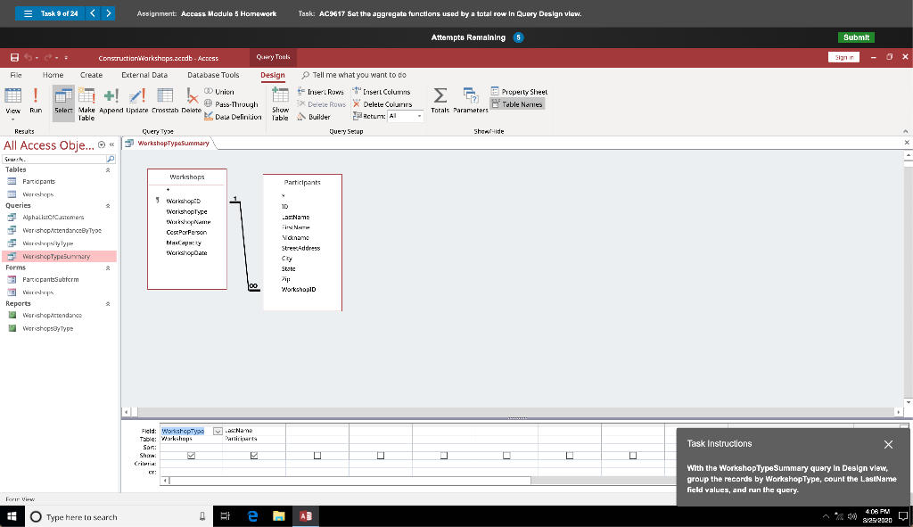 Solved Task Instructions Whth The Worksheptypesummary Query 