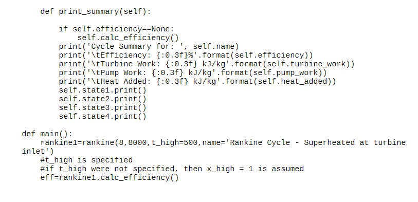 Python code..This is a rankine cycle for steam power. | Chegg.com