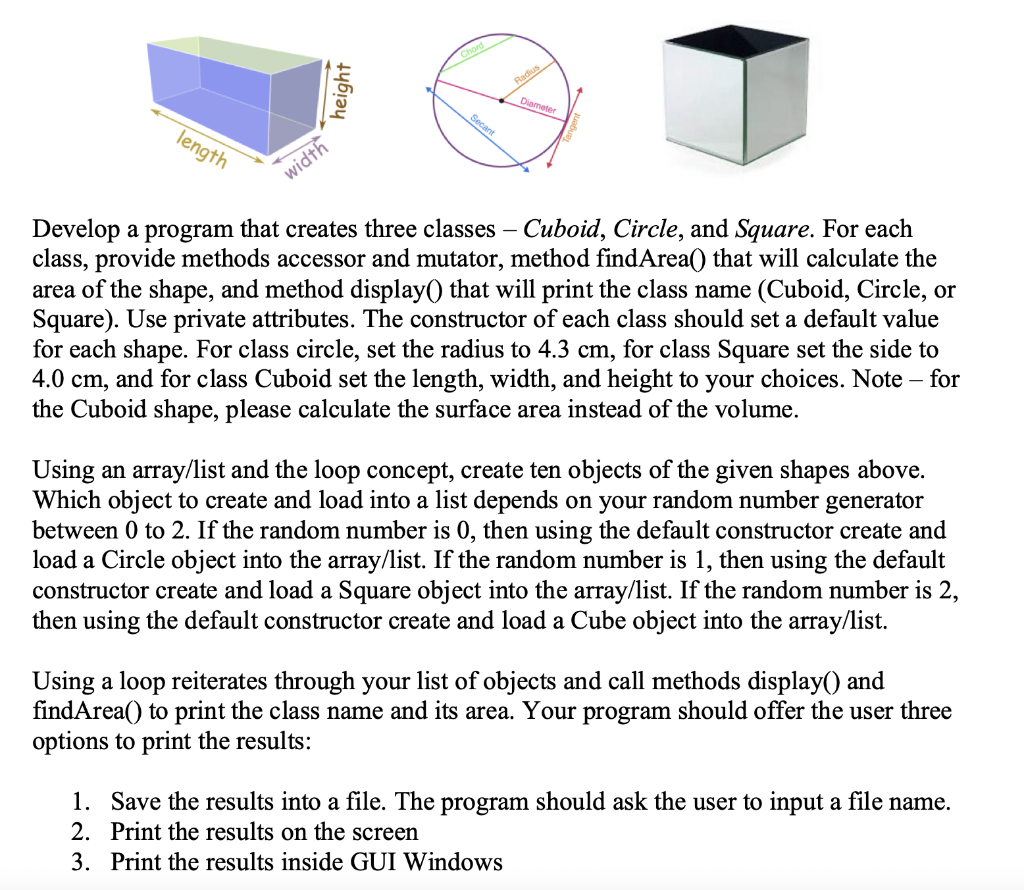 Solved Develop a program that creates three classes - | Chegg.com