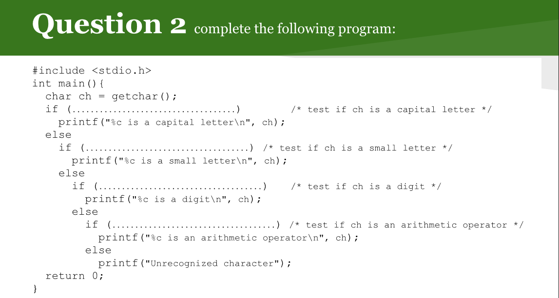 Solved Question 2 Complete The Following Program Include 1152