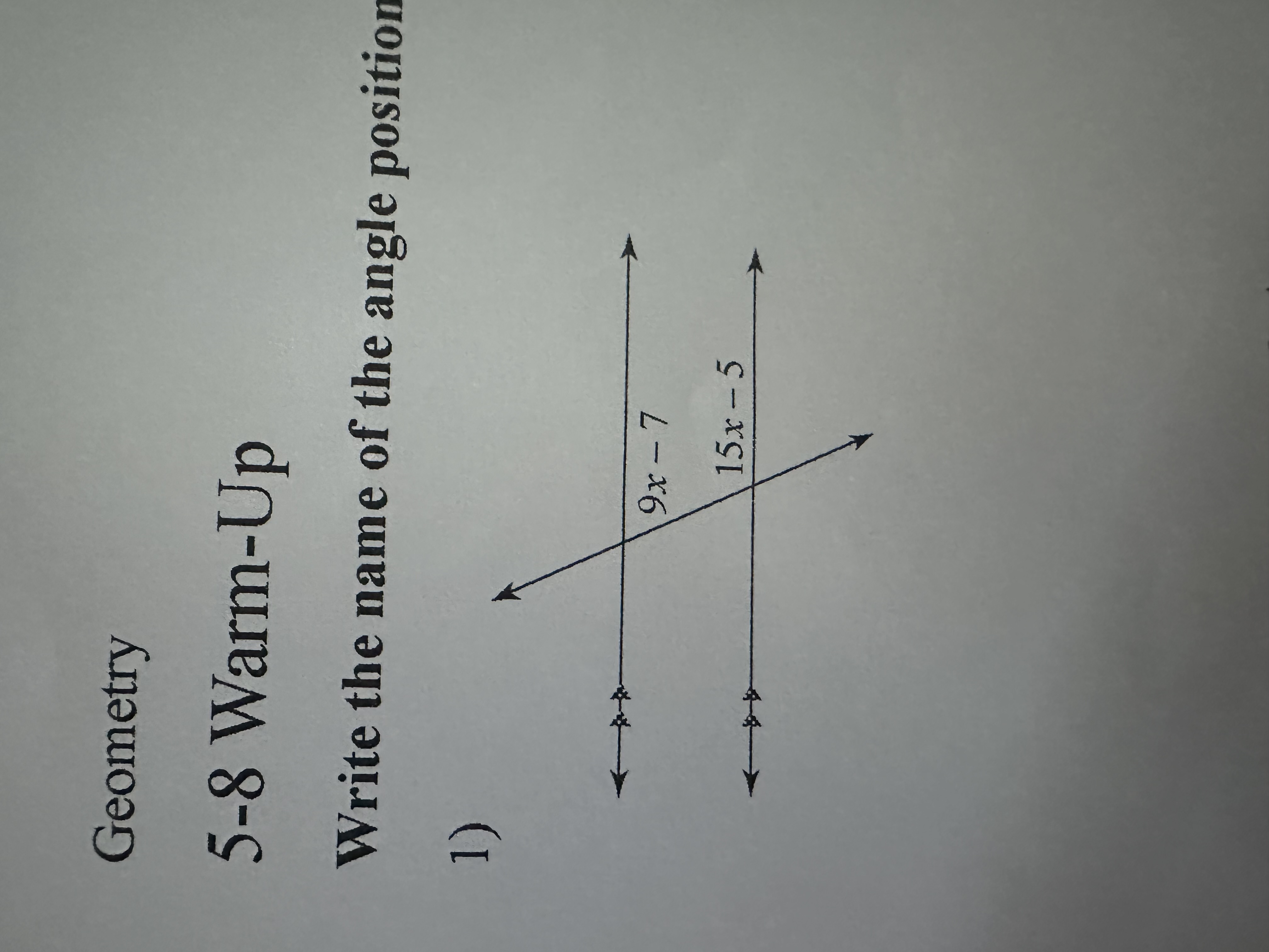 Solved Geometry 5-8 Warm-Up Write the name of the angle | Chegg.com