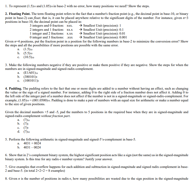 Solved 2. Floating Point. The term floating point refers to | Chegg.com
