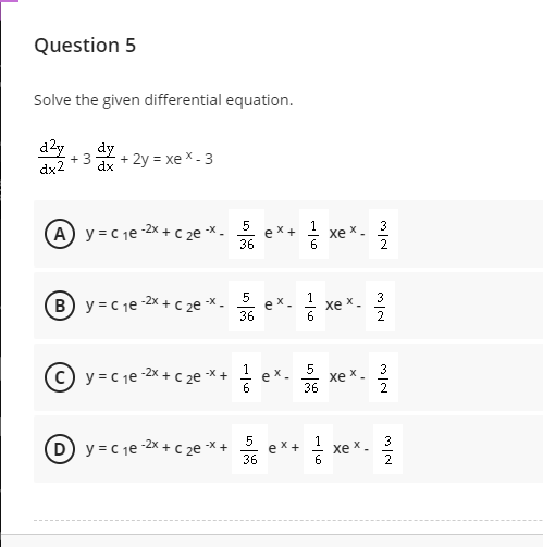 Solved Question 5 Solve the given differential equation. d2y | Chegg.com