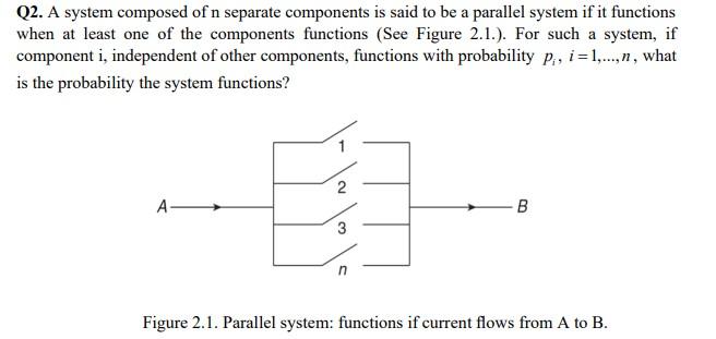 Solved Q2. A system composed of n separate components is | Chegg.com